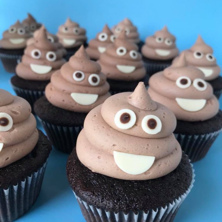 Poop emoji cupcake, chocolate cupcake, emoji birthday party